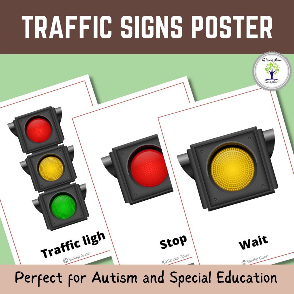 Free Traffic and Road Sign Poster for Autism and Special Education - DISHA